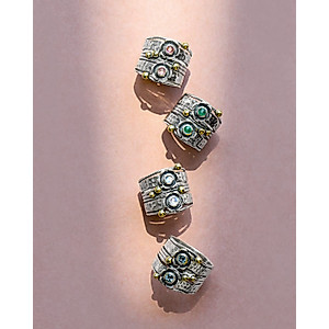 YoTreasure Moonstone 925 Sterling Silver Brass Wide Band Statement Ring Jewelry