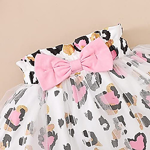 MIEKISA Baby Girls Romper and Leopard Mesh Dress Sets With Headband (Pink, 0-3 Months)