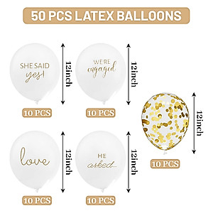 50Pcs Engagement Balloons, Engagement Party Decorations, He Asked balloons, She Said Yes Balloons, Gold Confetti Latex Balloon, Bridal Shower Engagement, Wedding Party Decoration