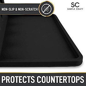 Simple Craft Silicone Utensil Rest with Drip Pad for Multiple Utensils - Heat-Resistant, Spoon Rest & Spoon Holder for Stove Top, Kitchen Utensil Holder for Spoons, Ladles, Tongs (Black)