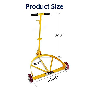 MaxWorks 50858 55 Gallon Drum Dolly, 1200lbs capacity, with 2 fixed PU Wheels and 1 swivel wheel - Low Profile Steel Oil Drum Caddy Oil Barrel Drum Roller Hand Cart