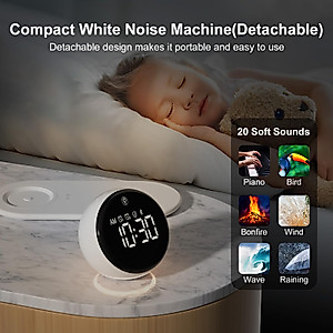 Digital Clock, Alarm Clock with Fast 15W Wireless Charger for Bedroom,Teen Girls Boys Gifts, Dual Alarm, 20 Sleep Sounds, Bluetooth Speaker, Night Light, Bedside Clock for Heavy Sleepers Adults