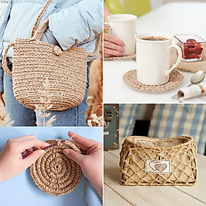 Tenn Well Jute Twine, 328Feet 2.32mm 6Ply Natural Garden Twine, Heavy Duty Twine String for Crafts, Gift Wrapping, Gardening, Packing, Christmas Decorations