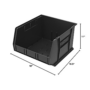 Akro-Mils 30270 AkroBins Plastic Hanging Stackable Storage Organizer Bin, 18-Inch x 16-Inch x 11-Inch, Black, 3-Pack