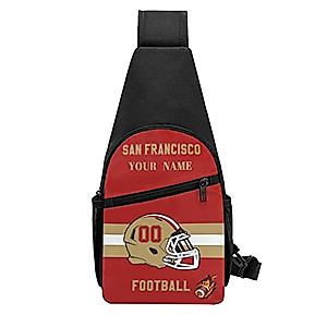 VANCIPO San Francisco Sling Bag for Men Women Custom Name and Number Crossbody Bag Crossbody Sling Backpack Shoulder Chest Bag Travel Hiking Daypack for Outdoor Travel Sports