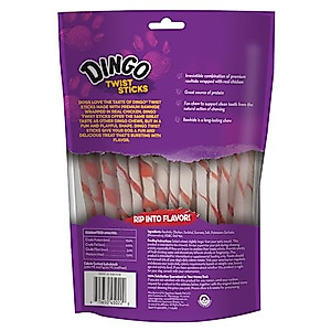Dingo Twist Sticks 200 Count, Rawhide for Dogs, Made with Real Chicken, 50 Count (4 Packs of 50 Count)