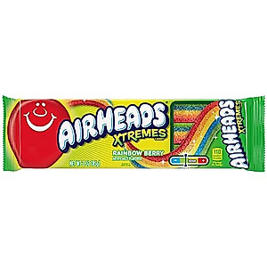 Airheads Xtremes Belts, Rainbow Berry Flavor, Sweetly Sour Candy, Non Melting, Bulk Movie Theater and Party Bag, 3 Ounce (Pack of 12)