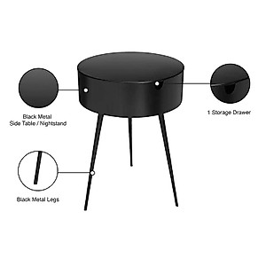 Meridian Furniture Bali Collection Modern | Contemporary Durable Metal Side Table/Nightstand, 16" W x 16" D x 23" H, Black
