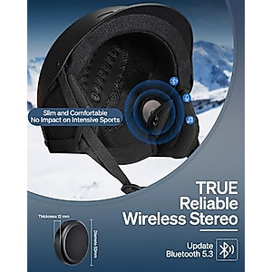 Doohoeek Snowboard Ski Helmet Headphones, True Wireless Earbuds Bluetooth with Charging Box for Audio Ready Helmet, 50+ Hours Work Time Headsets LED Display for Snowboarding Skiing Climbing Biking