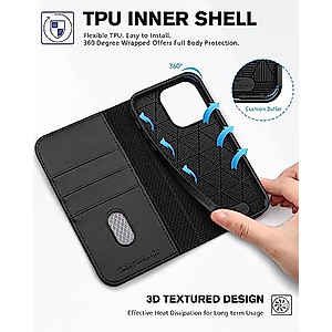 TUCCH Case Wallet for iPhone 14 Pro 6.1", [3 Card Holder] Slots Folio PU Leather Cover, [RFID Blocking] Stand Flip Case with [TPU Shockproof Interior Case] Compatible with iPhone 14 Pro, Classic Black