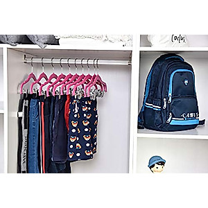 Quality Kids Children's Plastic Non Velvet Non-Flocked Thin Compact Skirt Pant Coat Hangers with Metal Clips for Skirts Pants Blouses 360° Swivel Hook, Jacket, Shirt, Legging, Suit Hangers (Pink, 10)