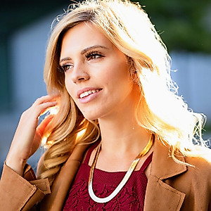 LIFETIME JEWELRY 9mm Flexible Herringbone Chain Necklace 24k Real Gold Plated (18 inches, Gold)