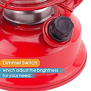 Rechargeable Vintage Hurricane Lantern, Warm White Battery Operated Lantern with Dimmer Switch, 15 LEDs Metal Hanging Lantern for