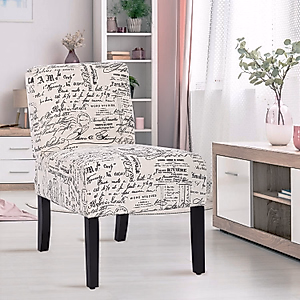 Armless Accent Chair, Living Room Chair, Small Chair for Bedroom, Accent Chairs for Living Room Office, Small Modern Armless Accent Chair, Side Chair, Bedroom Chairs with Thick Sponge Cushion white