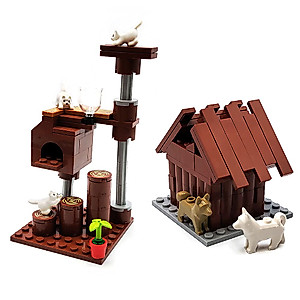 dspitwod Building Block Toys Sets for Girls Boys 6-8-12 Cat Tower Dog Kennel Accessories Brick Blocks for Kids Compatible for Mini Figure Major Brands