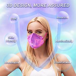 Rasav KN95 Face Masks, 30 Pack Comfortable 5 Layer Cup Dust Safety Mask, Muti-Colored Design KN95 Mask with Elastic Ear Loops for Women, Men