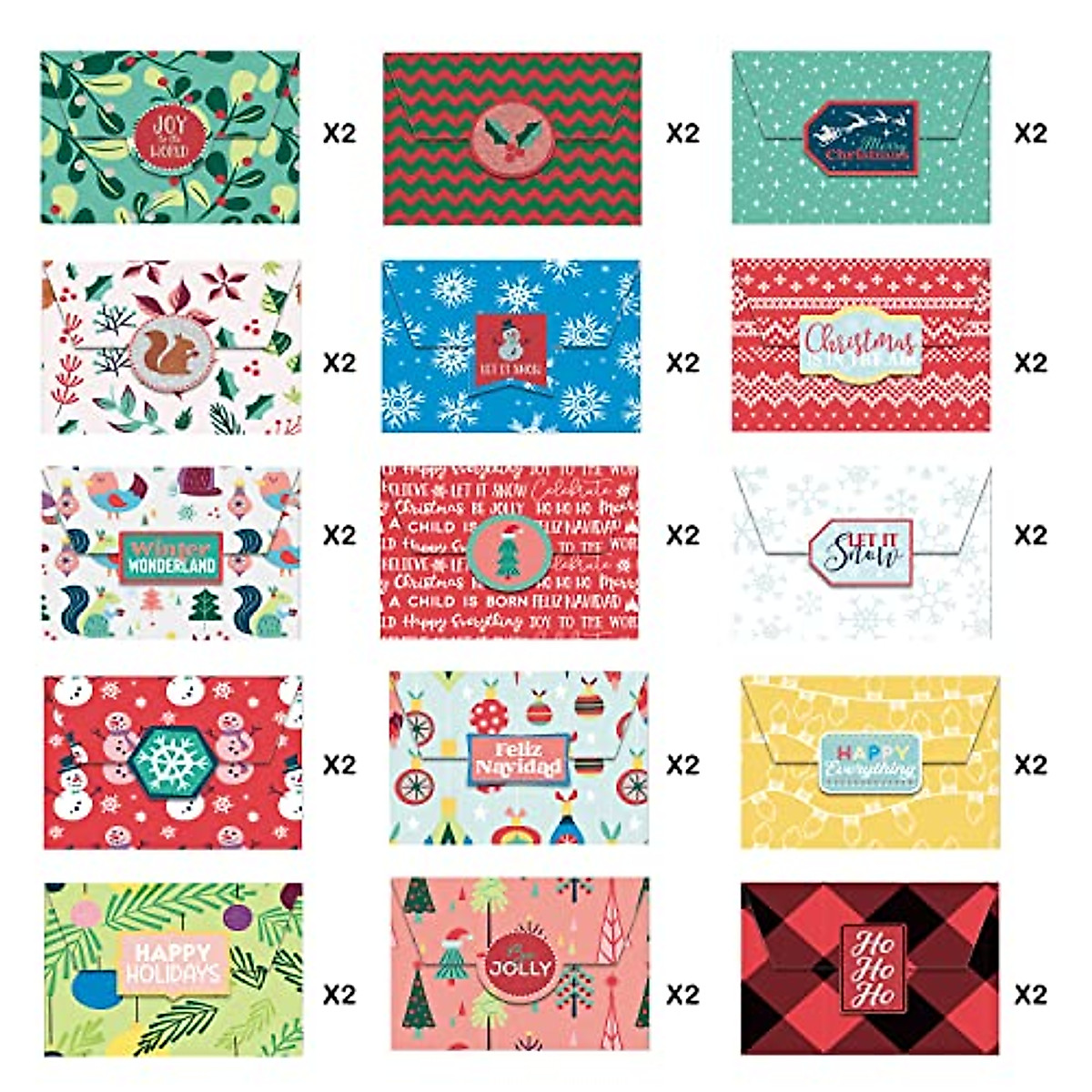 JOYIN 30PCS Christmas Gift Box Card Holders with Magic Sticker Christmas Gift Card Box Holders for Holiday Party, Cash Holder Gift Boxes, Christmas Candy Wrapping Paper, Holiday Gift Extra-Special