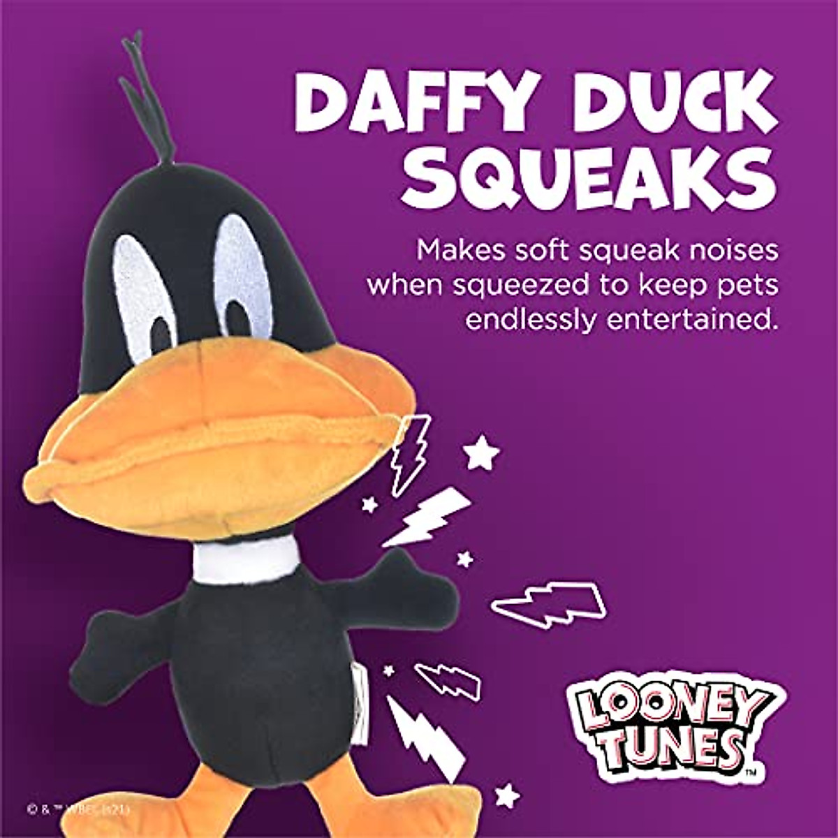 Looney Tunes Warner Bros Toys for Dogs | 6 Inch Daffy Duck Big Head Plush Dog Toy | Daffy Duck Plush Toys for All Dogs | Dog Chew Toy for Medium Dogs
