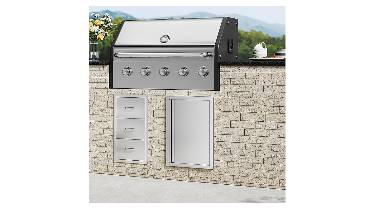 VEVOR Stainless Steel BBQ Access Door 17x24 Inch for Outdoor Kitchen