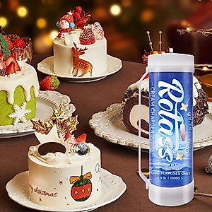 HNAICDU Whipped Cream Charger 2000G 3.3L - Food Grade Aluminum Cream Charger Gas Tank Pure Flavored Nitrous Oxide Tank, for Any Standard Whipped Cream Dispenser (2 Cylinders)