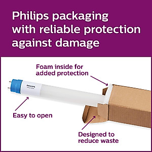 Philips LED InstantFit 4-Foot T8 Tube Light Bulb 1800-Lumen, Cool White (4000K), 16W=32W, Medium Bi-Pin G13 Base, 8-Pack