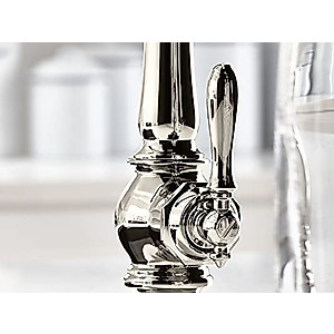 KOHLER Artifacts Single-hole kitchen sink faucet with 16" pull-down spout and turned lever handle, DockNetik magnetic docking system, and 3-function sprayhead featuring Sweep and BerrySoft spray