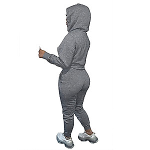 KANSOON 2 Piece Outfits for Women Sweatsuit Long Sleeves Sweatshirts and Jogger Sweatpants Jogger Sets Dark Grey M