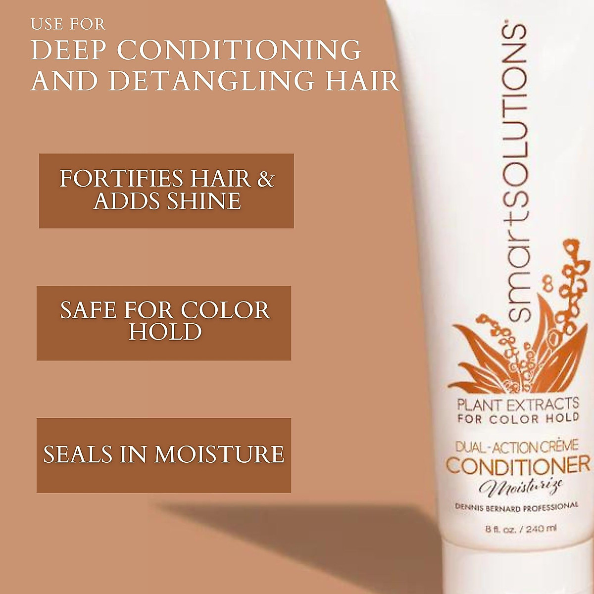 smartSOLUTIONS Dual-Action Creme Conditioner | Sulfate, Paraben & Sodium Chloride Free | Color Safe & Chemically Treated Hair Safe (8 fl oz)