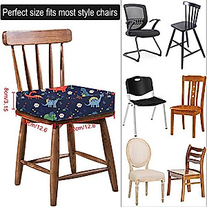 Toddler Booster Seat for Dining Double Straps Washable Portable Thick Chair Increasing Cushion for Baby Kids (Dinosaur Blue)