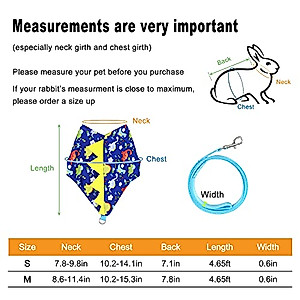 Filhome Adjustable Halloween Bunny Dinosaur Harness,Soft Rabbit Vest Harness and Leash Set for Halloween Dress Up Party Cosplay Rabbit Ferret Bunny Guinea Pig Small Animal Walking (Blue Dinosaur/M)