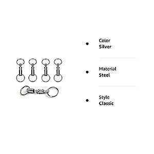 Handy Basics 4 Pack Quick Release Detachable Pull Apart Keychain For unisex-adult, Silver