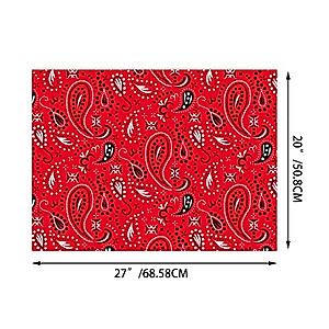 OXYLIPO 8 Sheets Red Bandana Gift Wrapping, 4 Patterns Red bandanas Paisley Print Recyclable Wrapping Paper for Kids Girls Boys Present Birthday Party Baby Shower Western Cowboy Theme Gift Wrap