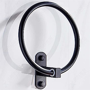 VEMMIO Towel Ring Black Hand Towel Rings Holder Aluminum Round Bar Washroom Wall Mounted Bath Hanger Rack Shelf Bathroom Accessories