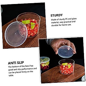 NOLITOY 2pcs Yogurt Cup with Cover trifle bowl glass clear glass bowls vitroleros para mini Glass dessert bowl mini salad bowl clear fruit Multi-functional Bowl Pudding Bowl