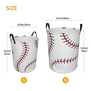 Foruidea Stylish Baseball Stitches Laces Print Laundry Basket,Laundry Hamper,Collapsible Storage Bin,Oxford Fabric Clothes Baskets,Nursery Hamper for Home,Office,Dorm,Gift Basket