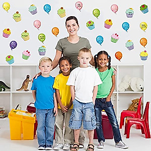 Vibrant 60-Piece Cupcake & Balloon Decorations for Classroom & Parties