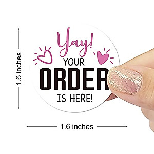 Wailozco Yay Your Order is Here Stickers,Thank You Stickers,Handmade Stickers,Small Shop Stickers,Envelopes Stickers for Small Business, Online Retailers,Handmade Goods,500 Labels Per Roll