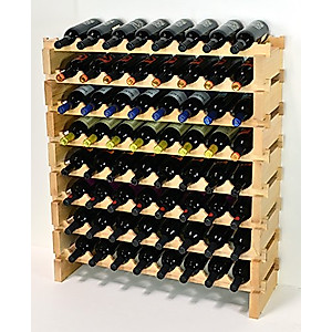 sfDisplay.com,LLC. Modular Wine Rack Beechwood 32-96 Bottle Capacity 8 Bottles Across up to 12 Rows Newest Improved Model (64 Bottles - 8 Rows)