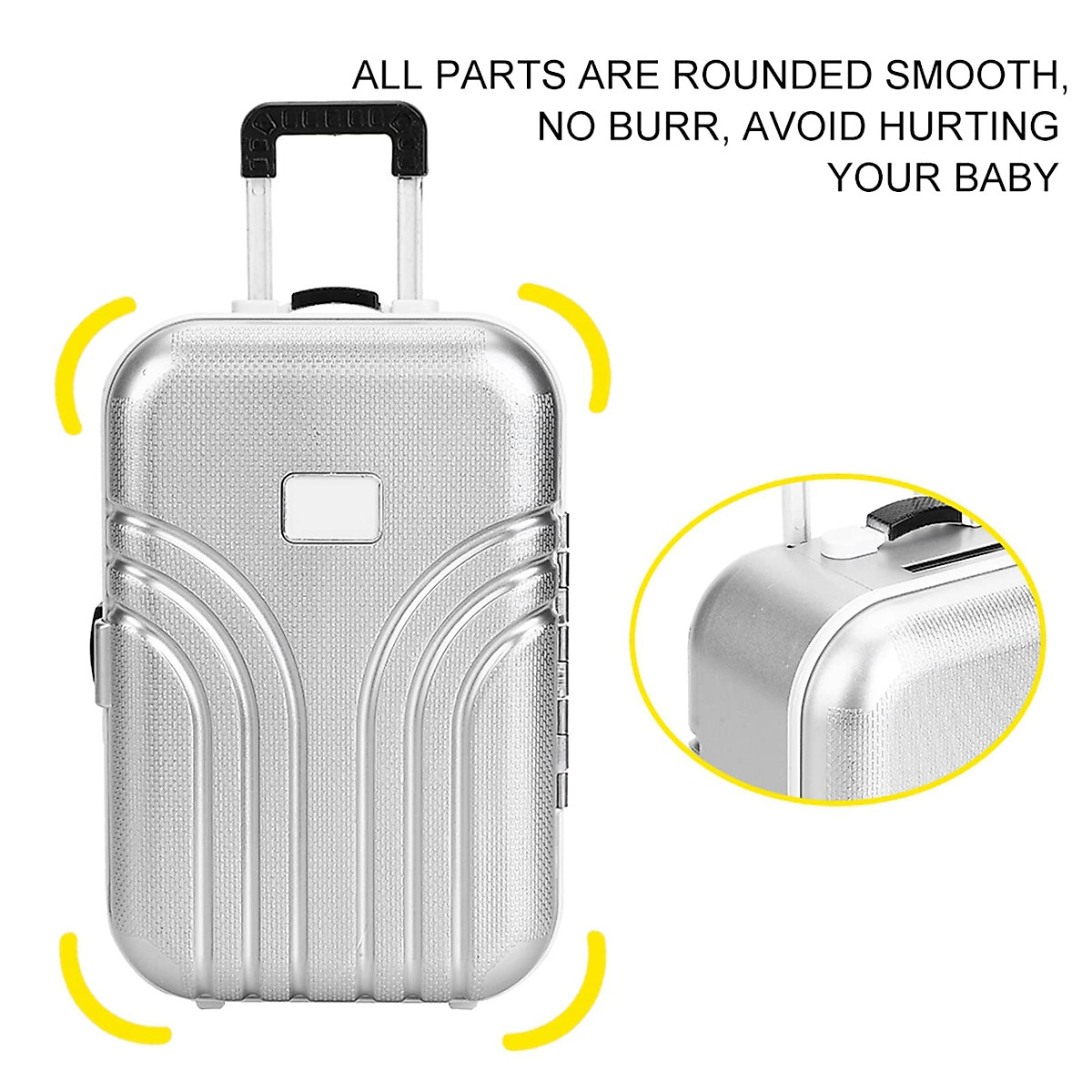 JTLB Baby Suitcase Toy Cute Plastic Rolling Suitcase Mini Luggage Box (Silver)