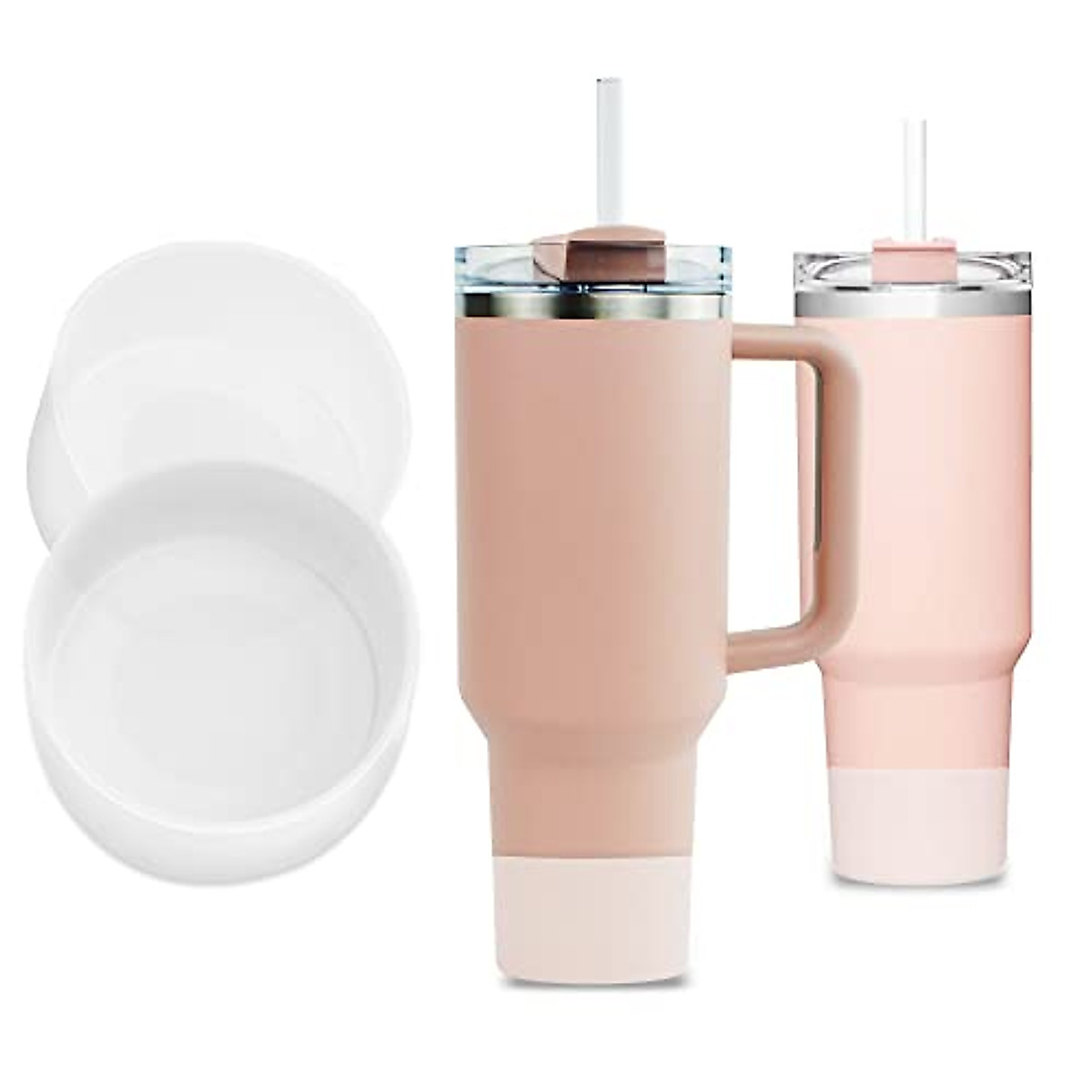 Turmaster 1Pcs Silicone Boot for Stanley 40 oz Quencher Tumbler, Silicone Cups Sleeve for Stanley IceFlow 20oz 30oz, Stanley Cup Accessories, Protective Cover for Water Bottle Bottom(Clear)