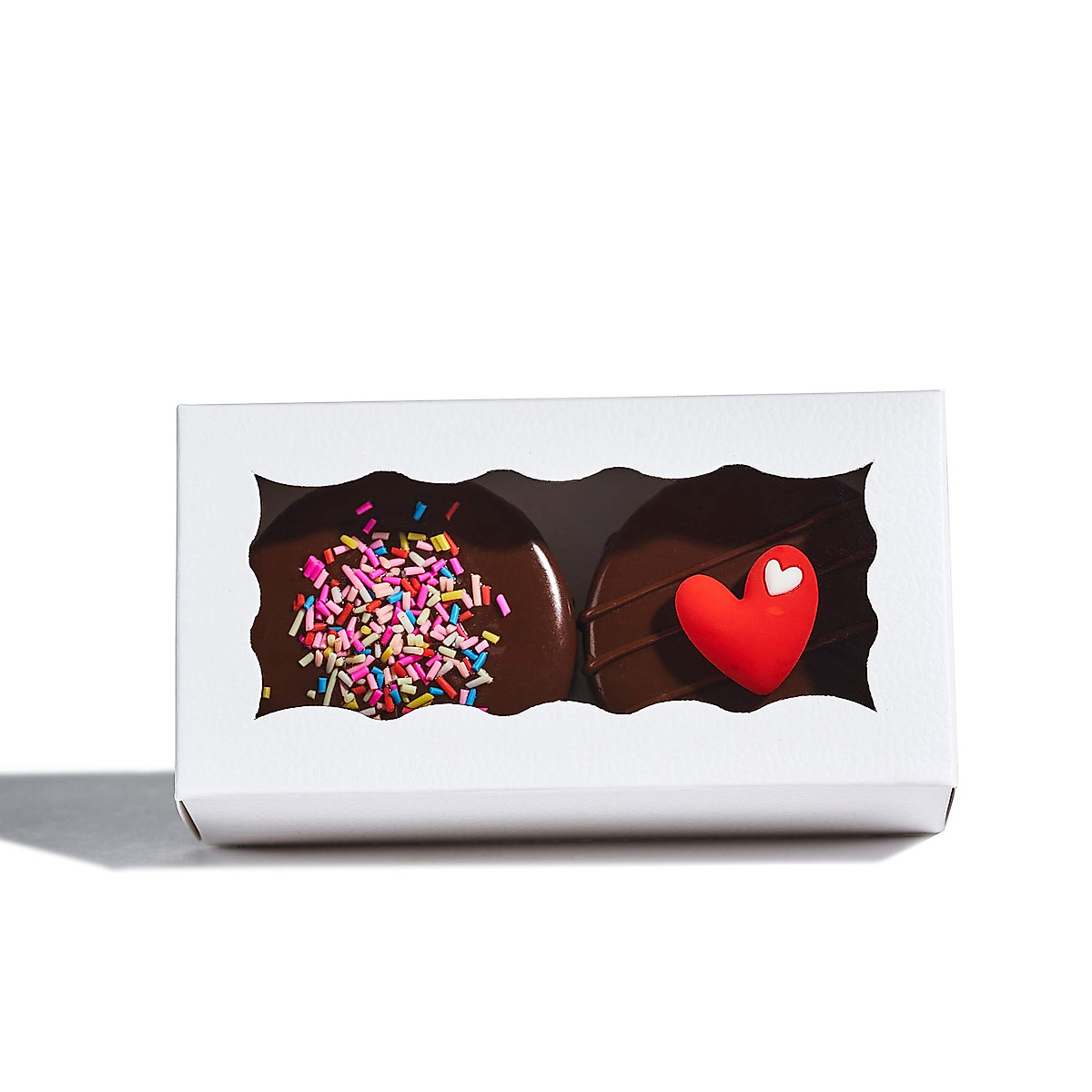 JCXPACK 50PCS 4.17 x 2.16 x 1.37 Inches White Macaron Gift Boxes for 2, Chocolate Covered Ores Boxes, Macaron Packaging for Wedding, Party, Thank You Favors