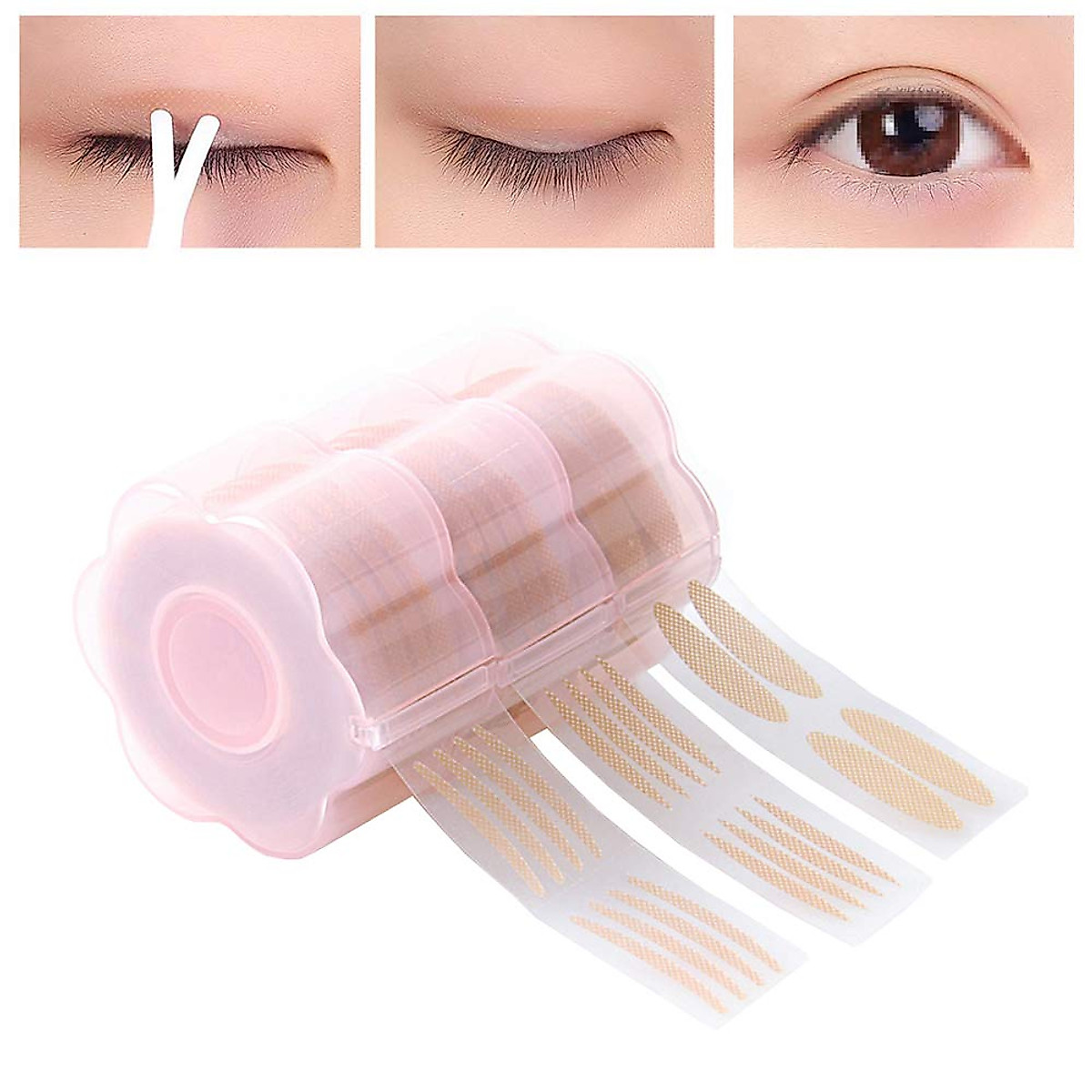 VASANA 1800PCS Beige Three Different Shapes Double Eyelid Tape Tool Invisible Beauty Double Eyelid Tape Stickers Makeup Breathable Big Eye Decoration for Mono-eyelids