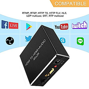HDMI Audio Extractor 4K 60HZ, Digital HDMI to HDMI Audio Converter, HDMI to Optical 3.5mm AUX Audio Adapter, Supports HDCP 1.4, 3D, Dolby Digital, DTS 5.1 PCM