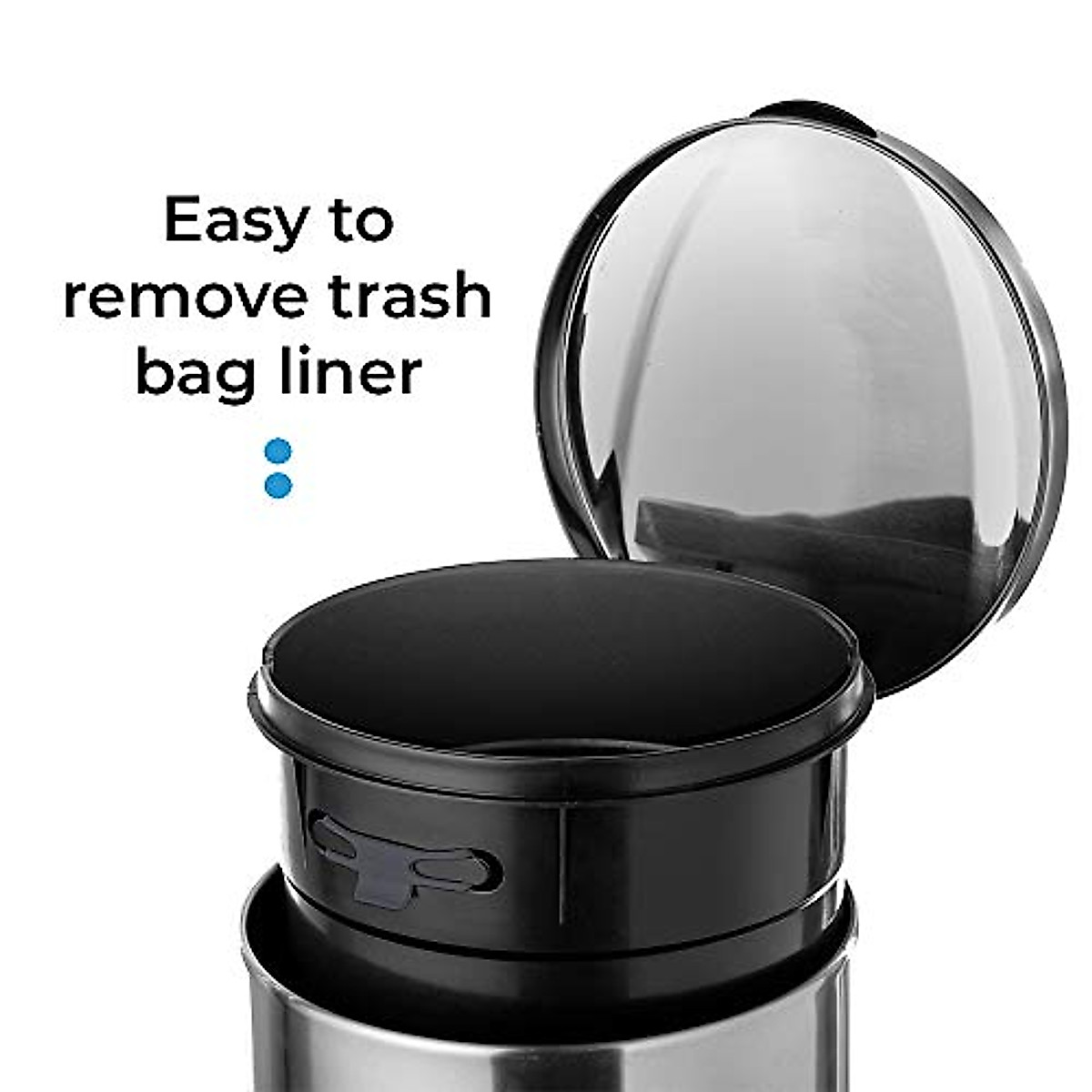 Home Zone Living 8 Gallon Kitchen Trash Can, Round Stainless Steel, Step Pedal, 30 Liter