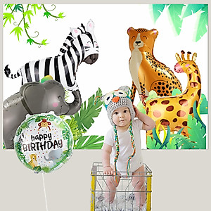10pcs Jungle Safari Animal Balloons, Giant Safari Balloon Animal Print Balloons Animal Theme Party Balloons for Birthday Party Baby Shower Decorations