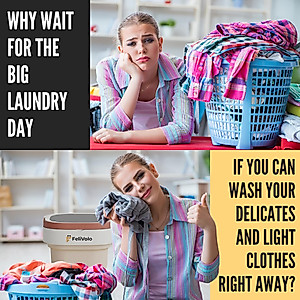 FeliVolo Portable Foldable Washing Machine, 12L, Premium Package – for Baby Clothes, Dog Diapers, Delicate Clothes, Undergarments, Best for Travelers, Students, Apartment, RV Owners, Campers, Workouts