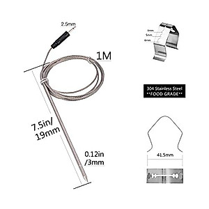 Calculs Meat Thermometer Grilling Replacement Probe 3 Pcs with 3 Temp Probe Clips Barbecue Holder for Smoker Compatible with Thermopro