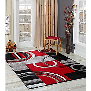 GLORY RUGS Area Rug Modern 5x7 Red Soft Hand Carved Contemporary Floor Carpet with Premium Fluffy Texture for Indoor Living Dining Room and Bedroom Area