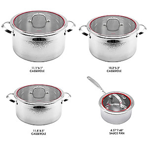 DSP 10 in 1 Premium Stainless Steel Pots Sets, 3/5 / 10 Qt Stockpots with Lids & 1.6 Qt milk pot with lid, Multi-Stove Small & Large Cooking Pot, Ideal for Soup, Dishwasher Safe