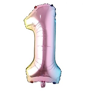 32 Inch Number Balloons Foil Ballon Rainbow Gradient Digit Ball Colorful Wedding Birthday Party Decoration Baby Shower Supplies (32 inch Rainbow 1)